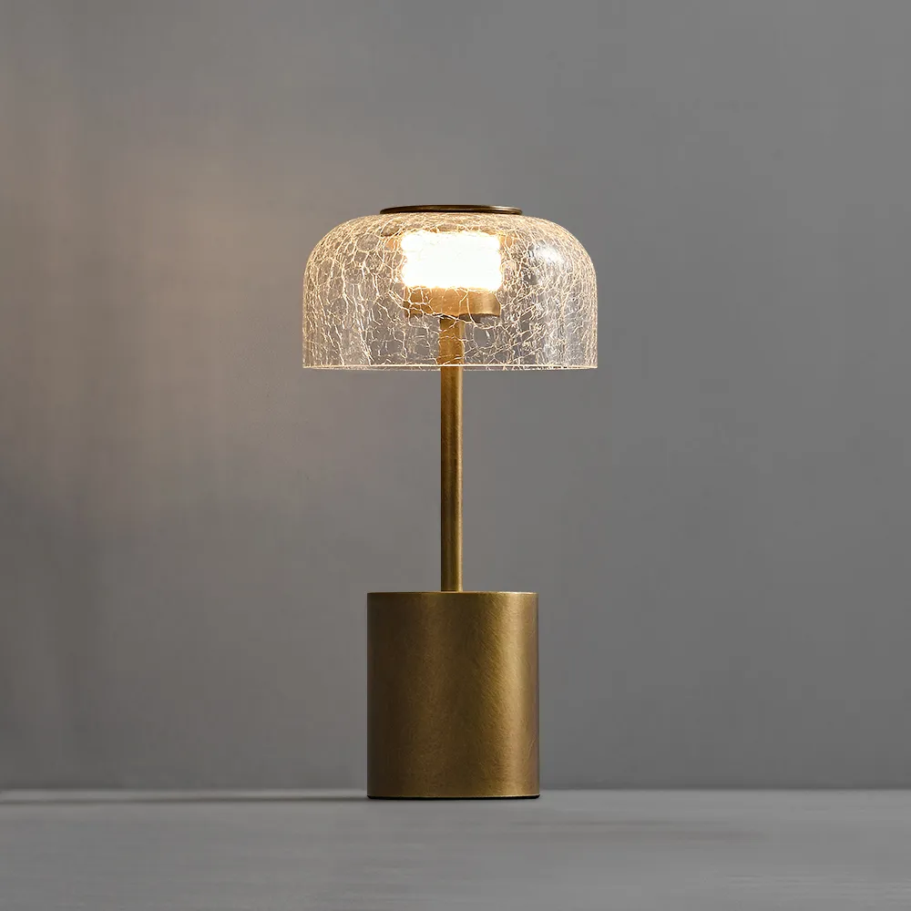 Reading table lamp Crack Glass Lampshade Gold With Solid Base