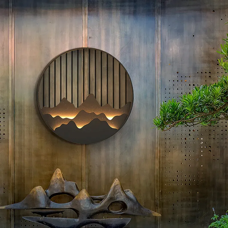 Modern Design LED Circle Layered Mountain Pattern Home Lighting Wall ...