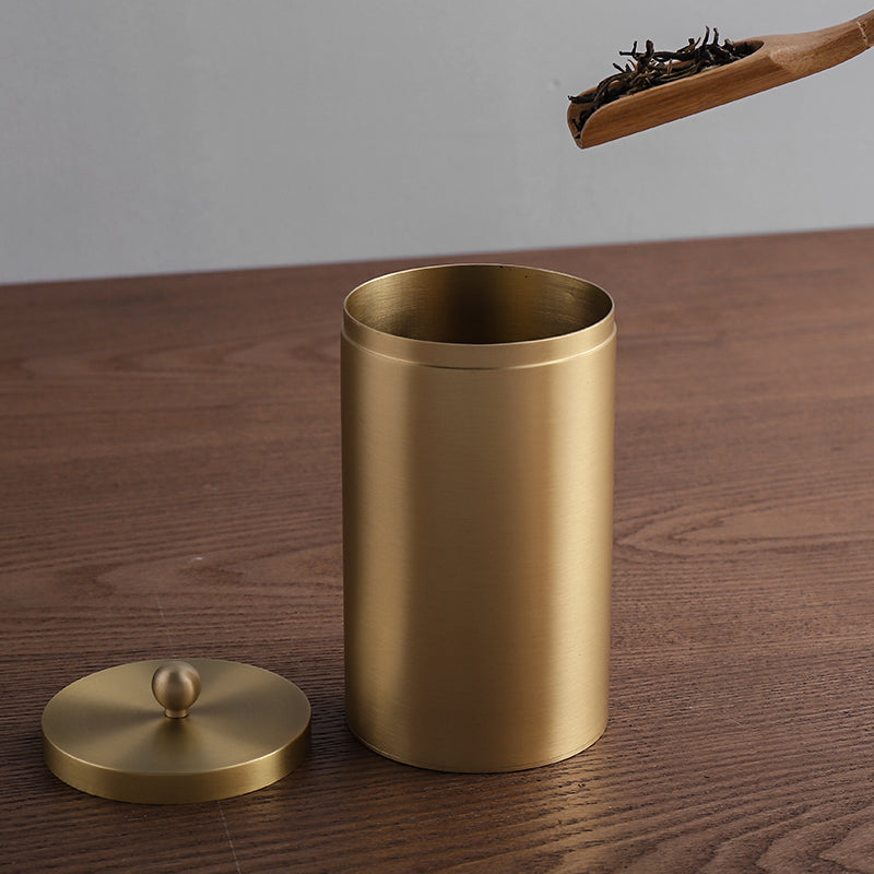 Tea Storage Container Sleek Scandinavian All Brass