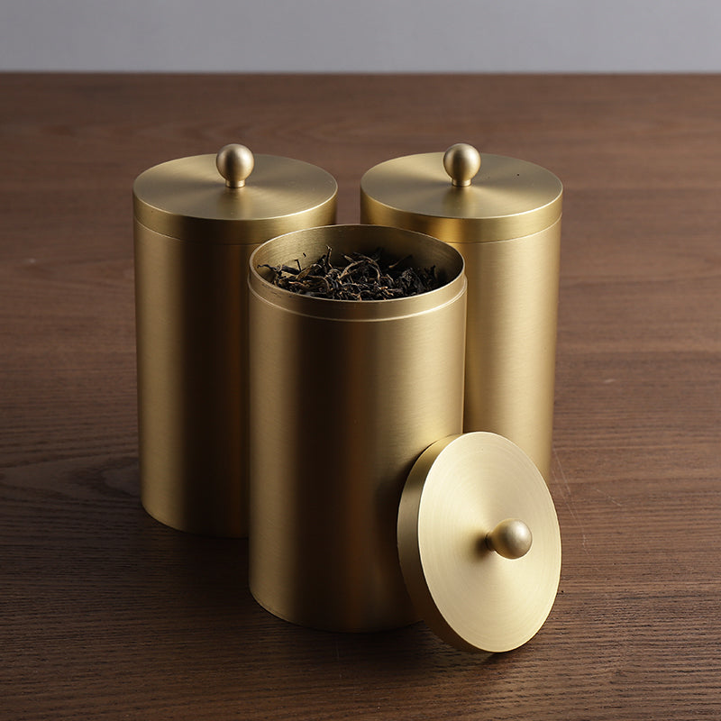 Tea Storage Container Sleek Scandinavian All Brass